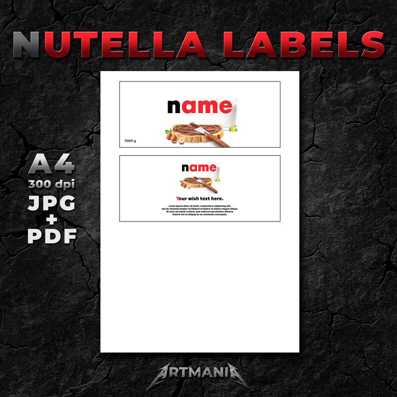 Personalized Birthday Nutella Jar Label. Printable Chocolate Spread ...