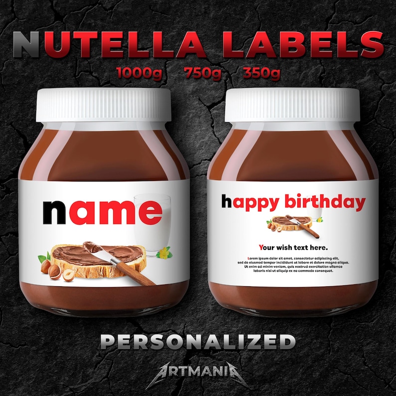 Personalized Birthday Nutella Jar Label. Printable Chocolate Spread ...