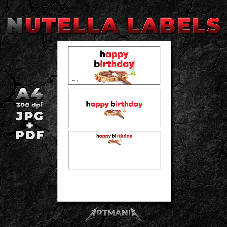 Printable Birthday Nutella Chocolate Hazelnut Spread Jar Label Template ...