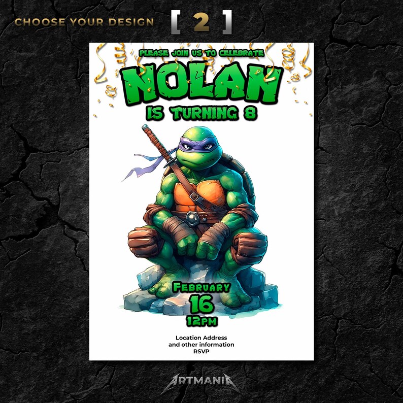 Editable Turtle Birthday Invitation. Custom Turtles Birthday Template ...