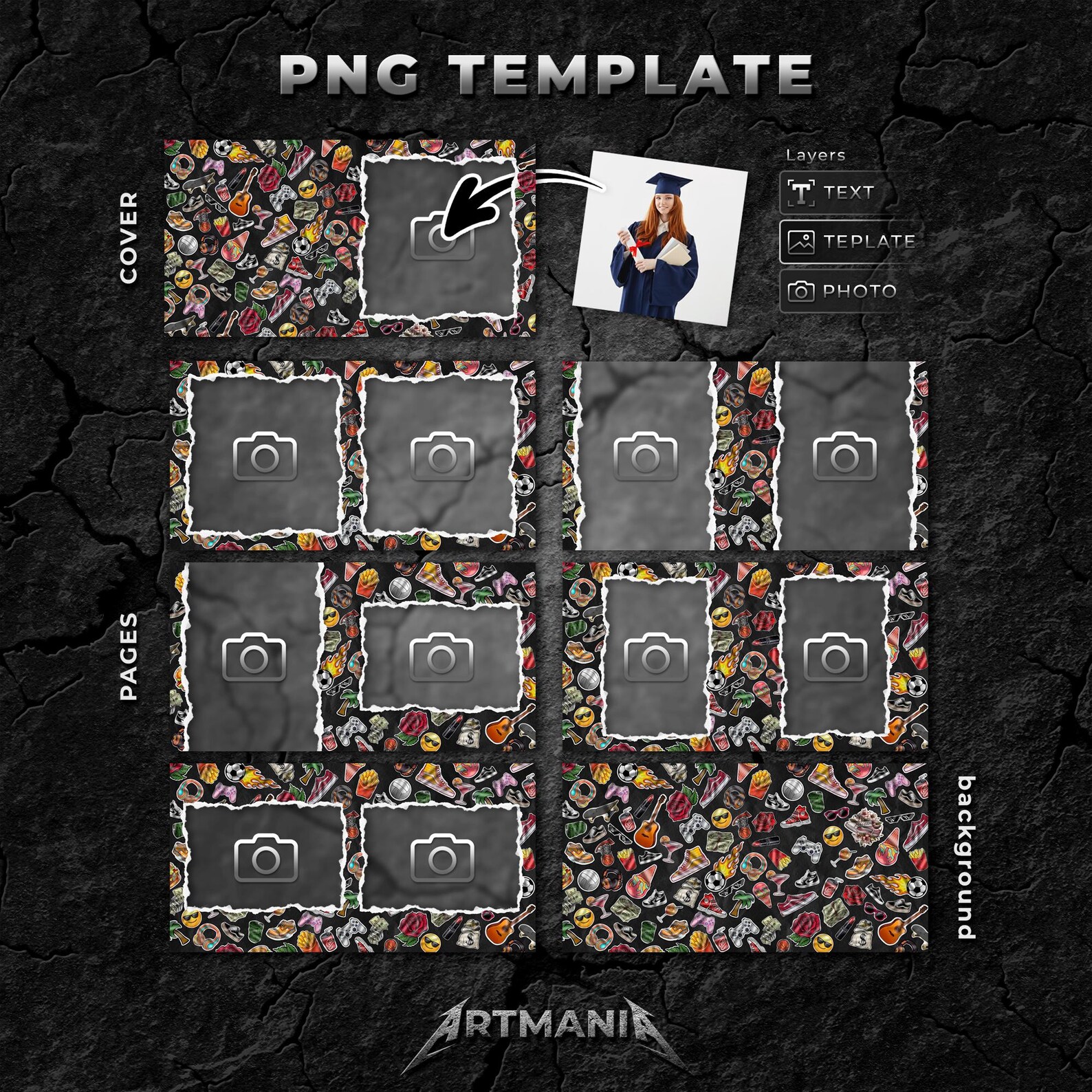 Senior Album Template. Graduation Photo Book Template. School Years ...