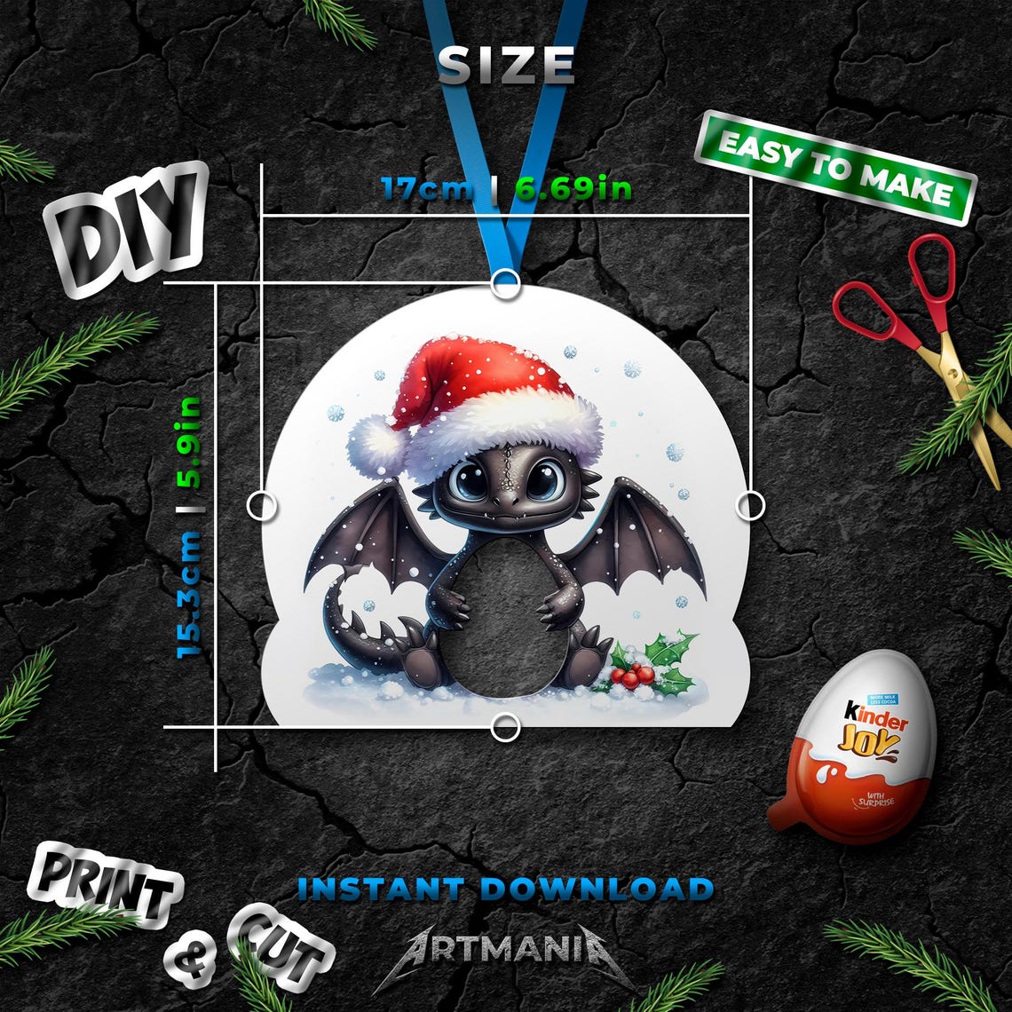 DIY Printable Christmas Kinder Chocolate Egg Holder, Wrap Template With ...