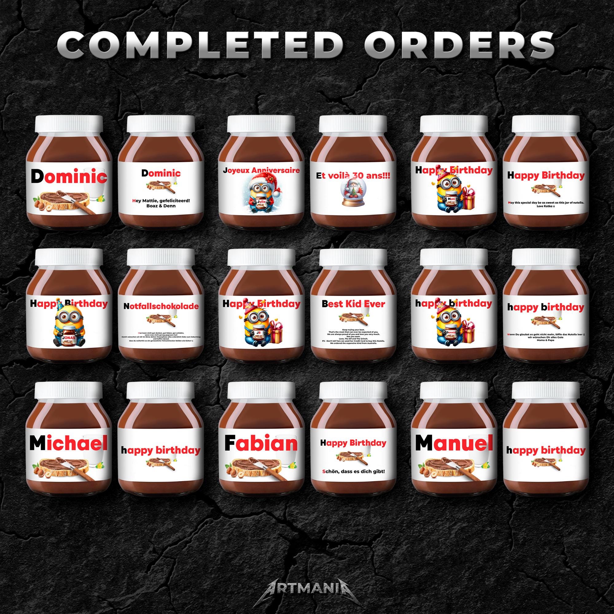 Personalized Birthday Nutella Jar Label. Printable Chocolate Spread ...