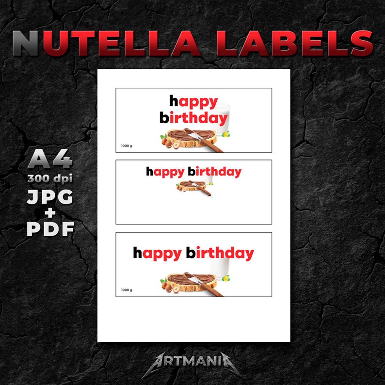 Printable Birthday Nutella Chocolate Hazelnut Spread Jar Label Template ...