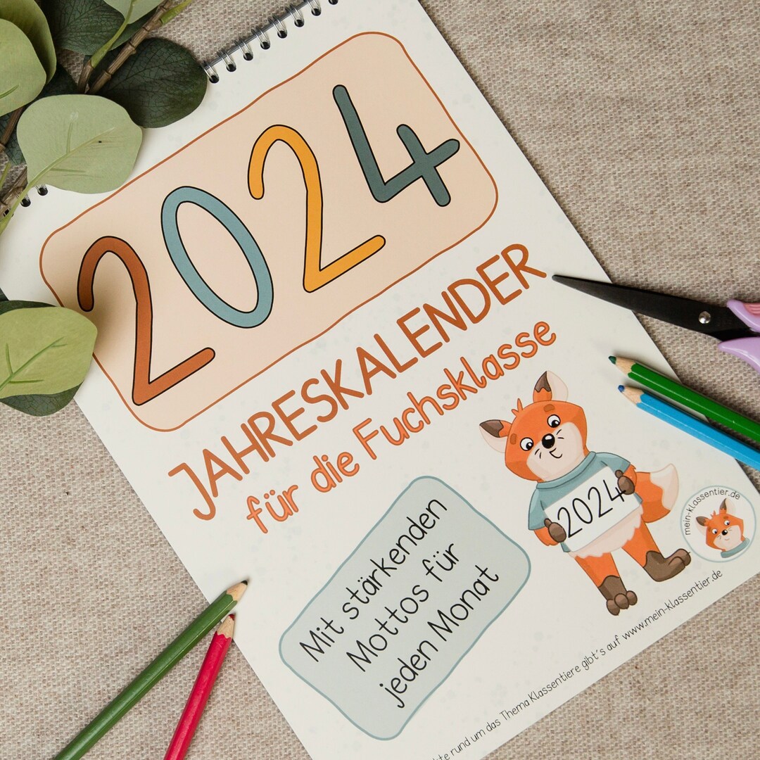 Fox Class Annual Calendar 2024 Affirmations - Etsy