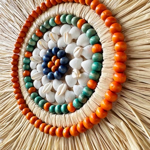 Handmade Raffia Wall Hanging Set: Boho Decor With Wood Beads & Shells ...