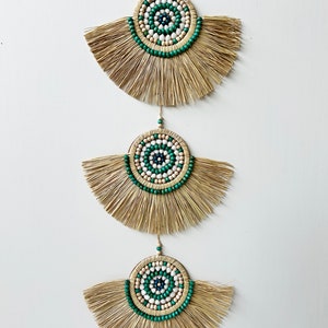 Boho Raffia Wall Hanging Set: Handmade Bohemian Decor - Etsy
