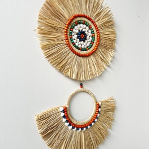 Natural Raffia Wall Hanging Set, Boho Wall Decor , Bohemian Wall Art ...