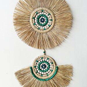 Handmade Raffia Wall Hanging Set: Boho Home Decor - Etsy