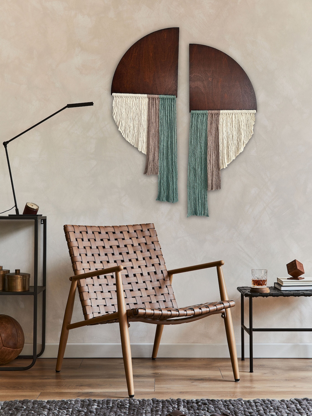 Half Moon Wall Hanging Set, Minimalist Wall Art, Macrame Wall Hanging ...