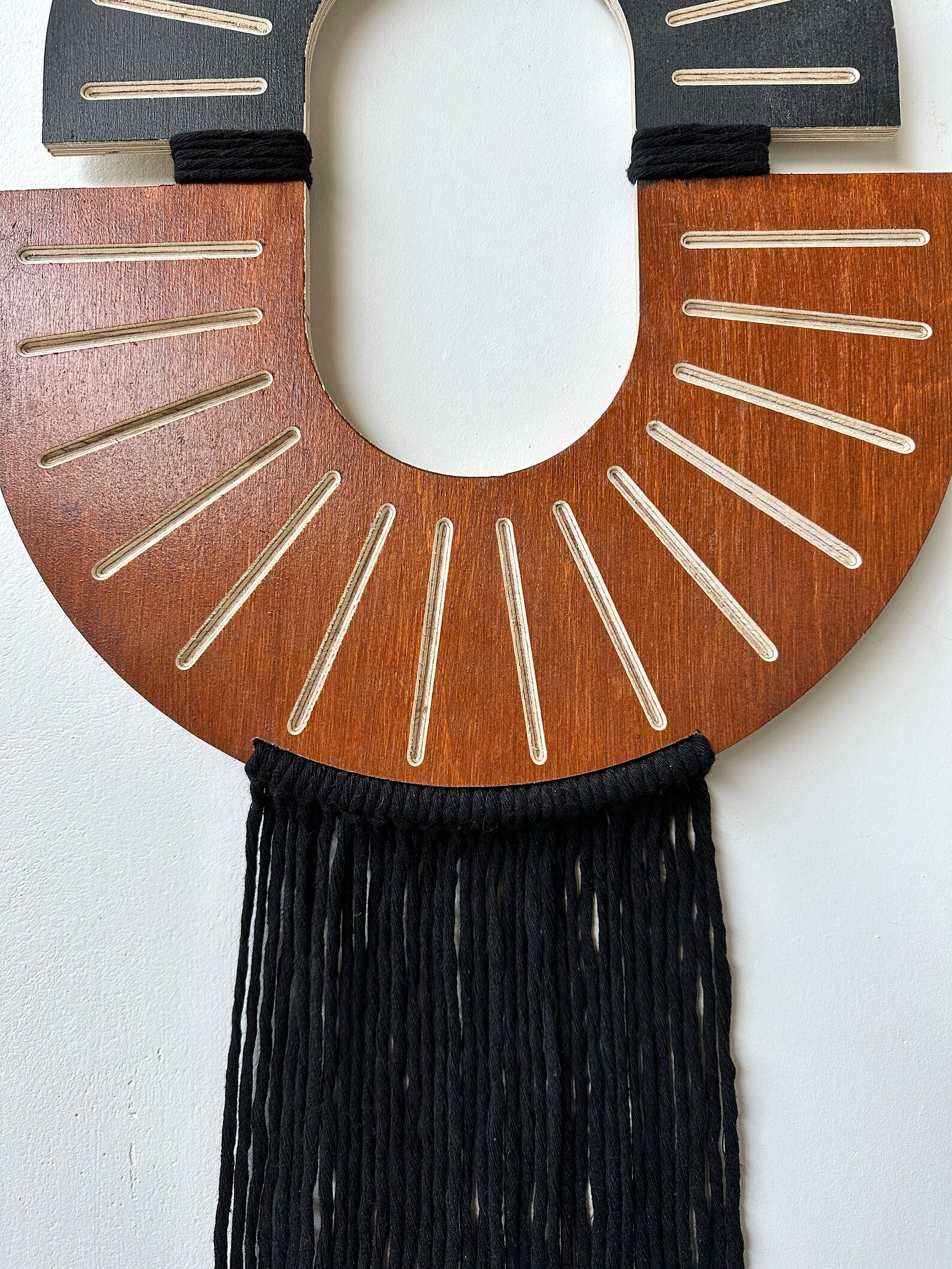 Carved Ethnic Wall Hanging Set, Bohemian Wall Art, Macrame Wall Hanging ...