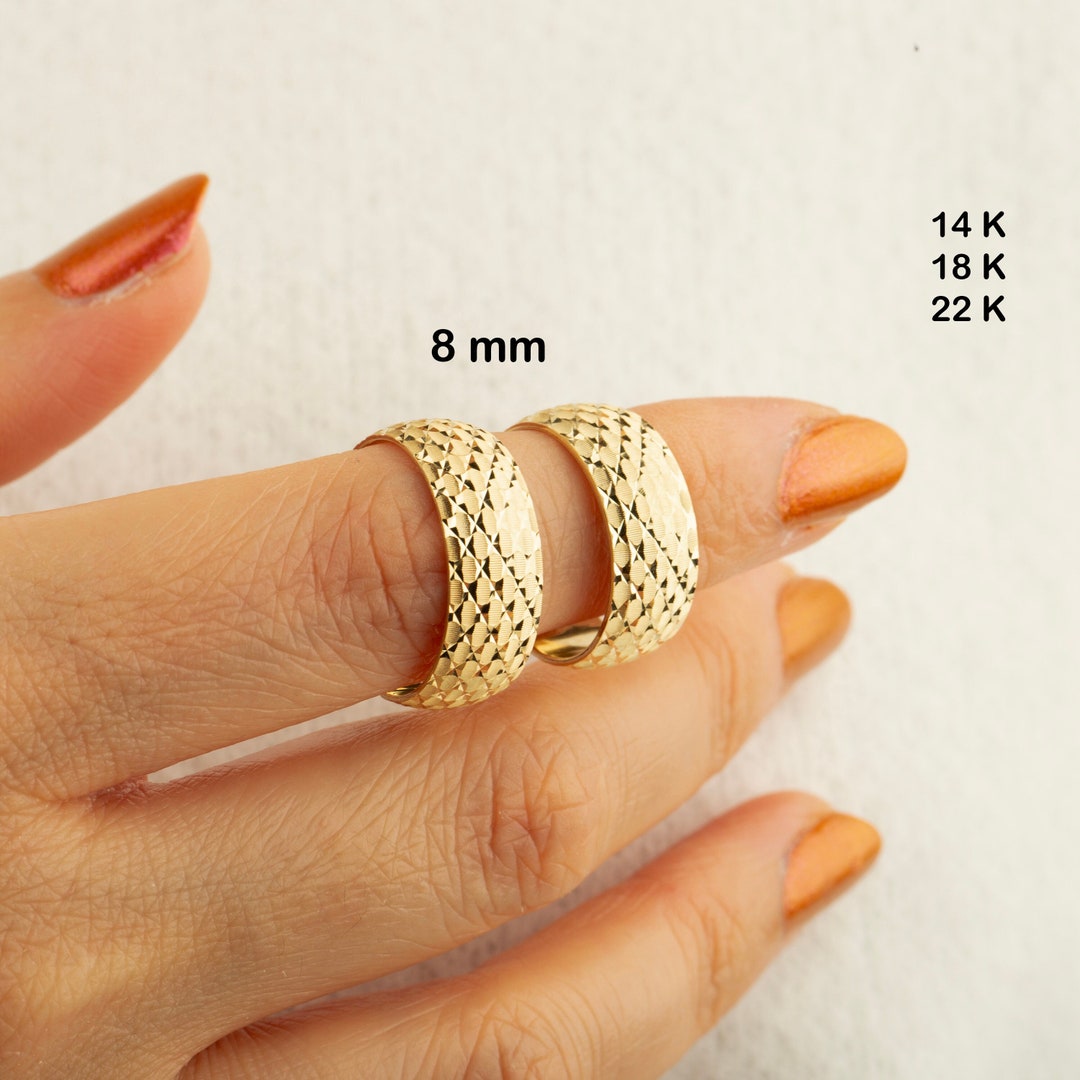 22K Solid Gold Wedding Band - 22k Gold Hammered Wedding Band - 22k Gold ...