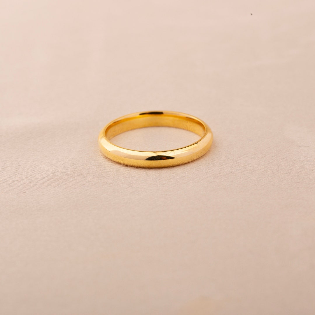 22K Solid Gold 3 Mm Wedding Band - Solid Gold 3mm Wedding Ring - 22K ...