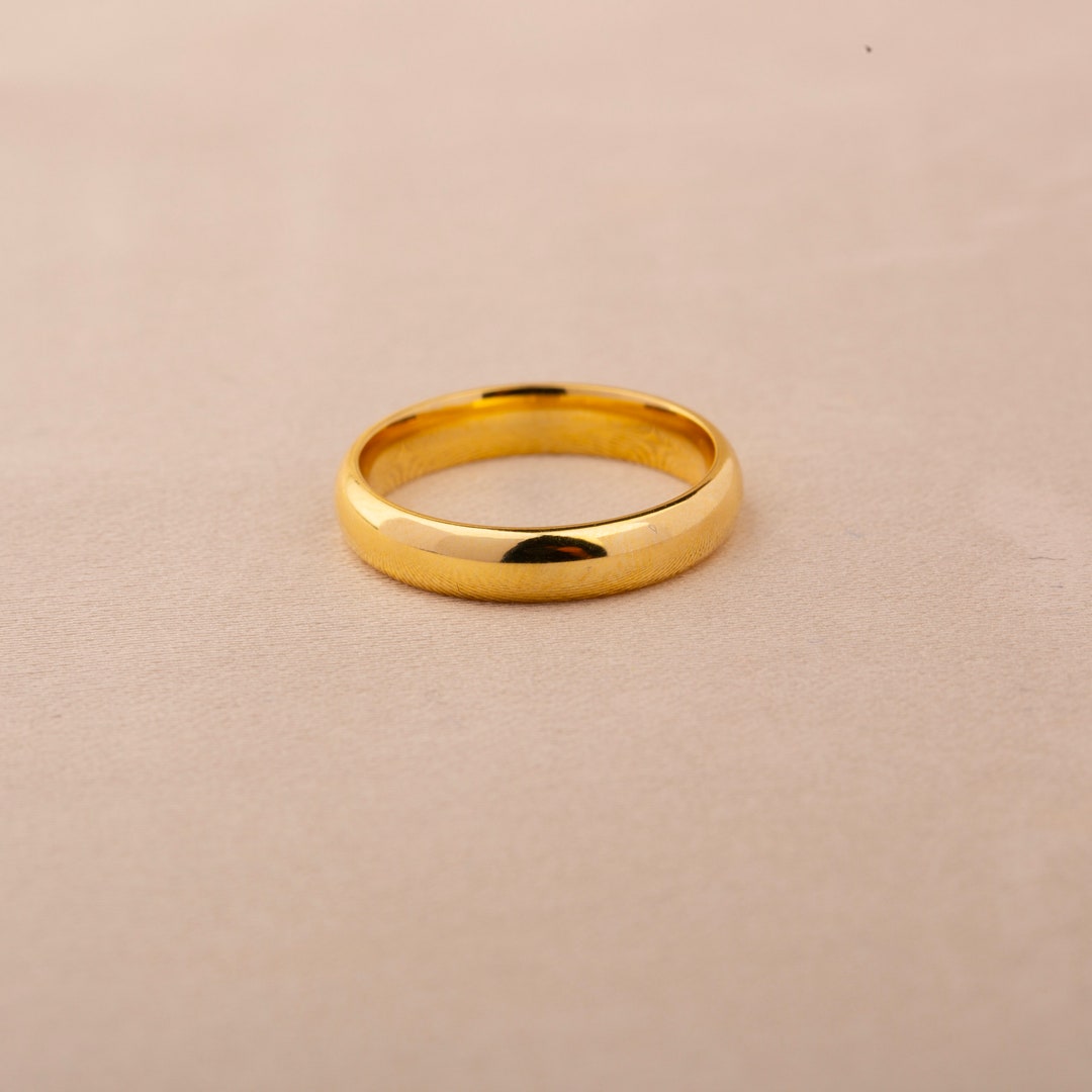 22K Solid Gold 4mm Wedding Band - 22K Gold 4mm Wedding - Gold 4mm ...