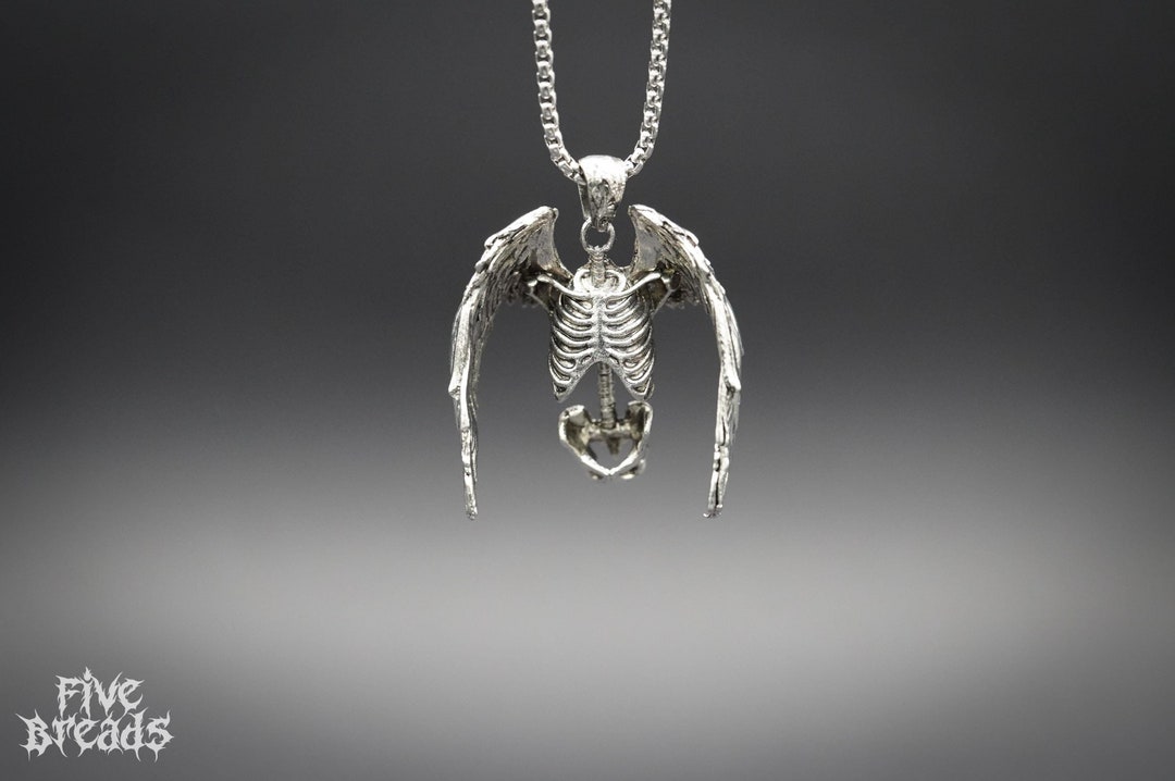 Winged Torso Relic Necklace Skeleton Wings - Etsy