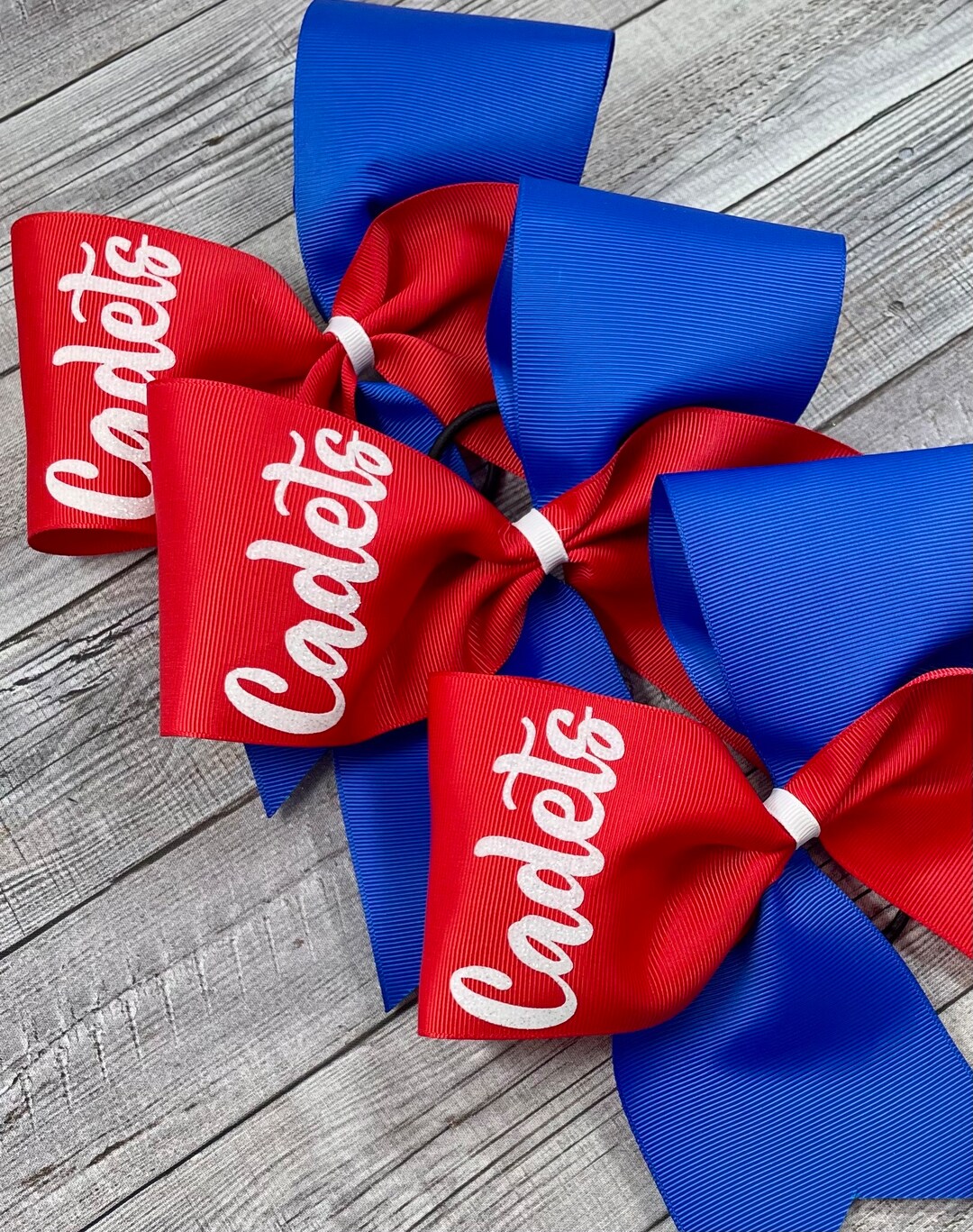 Red and Royal Blue Standard Grosgrain Cheer Bow, Two Color Bow, Custom ...