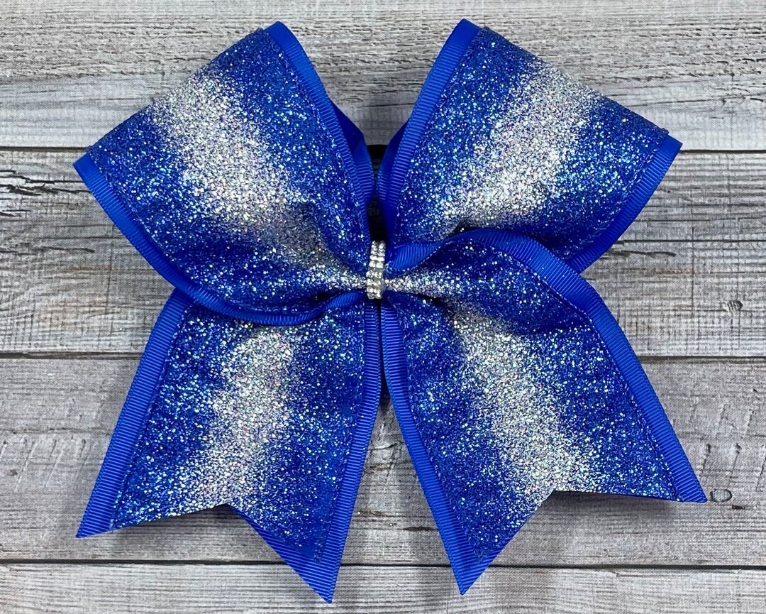 Royal Blue and Silver Grosgrain Cheer Bow, Blue Cheer Bow, Gameday Bow ...