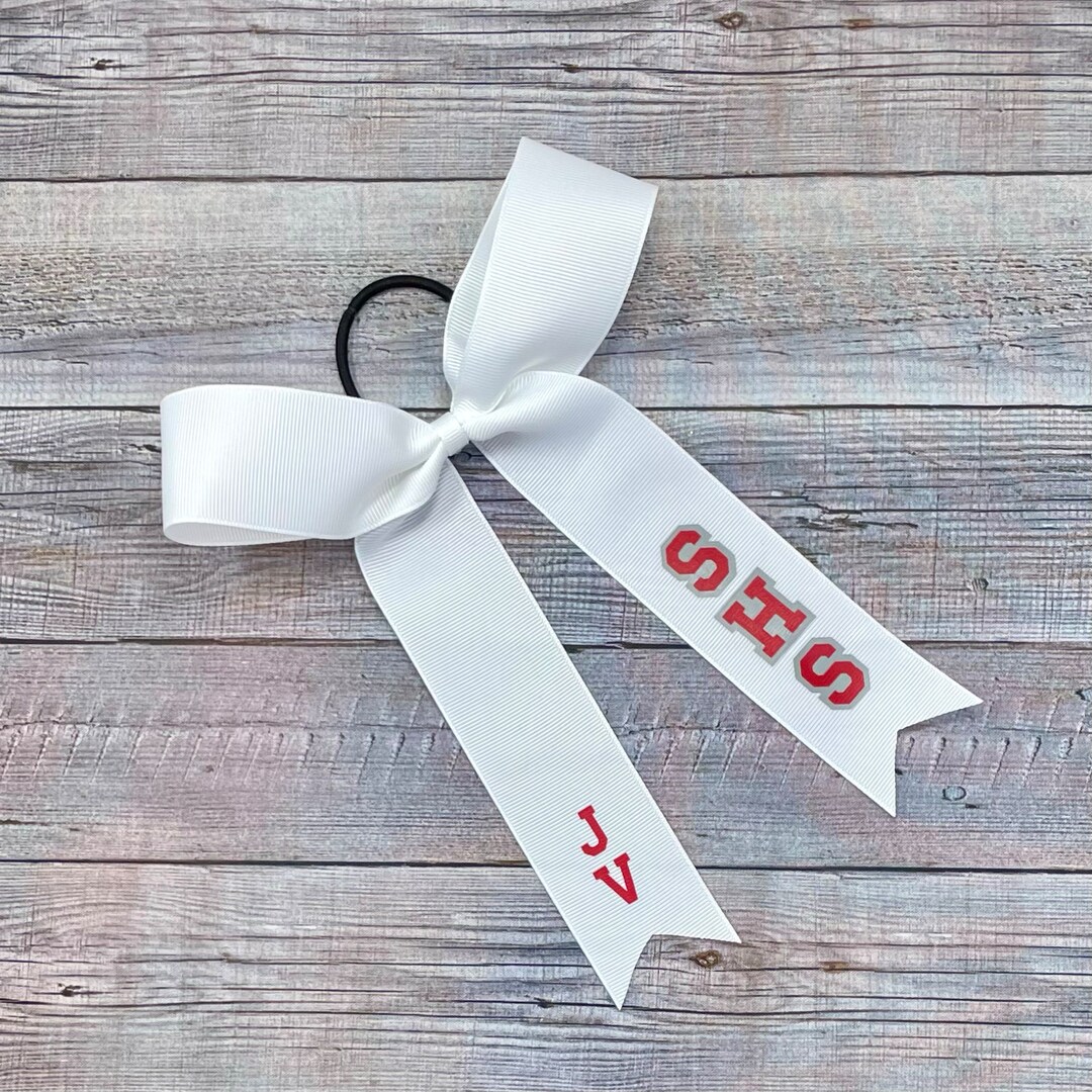 Skinny Collegiate Cheer Bow, White Cheer Bow, Add Personalization ...