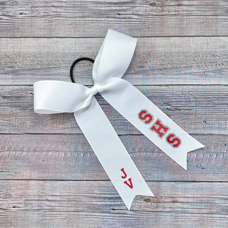Skinny Collegiate Cheer Bow, White and Green Cheer Bow, Add ...