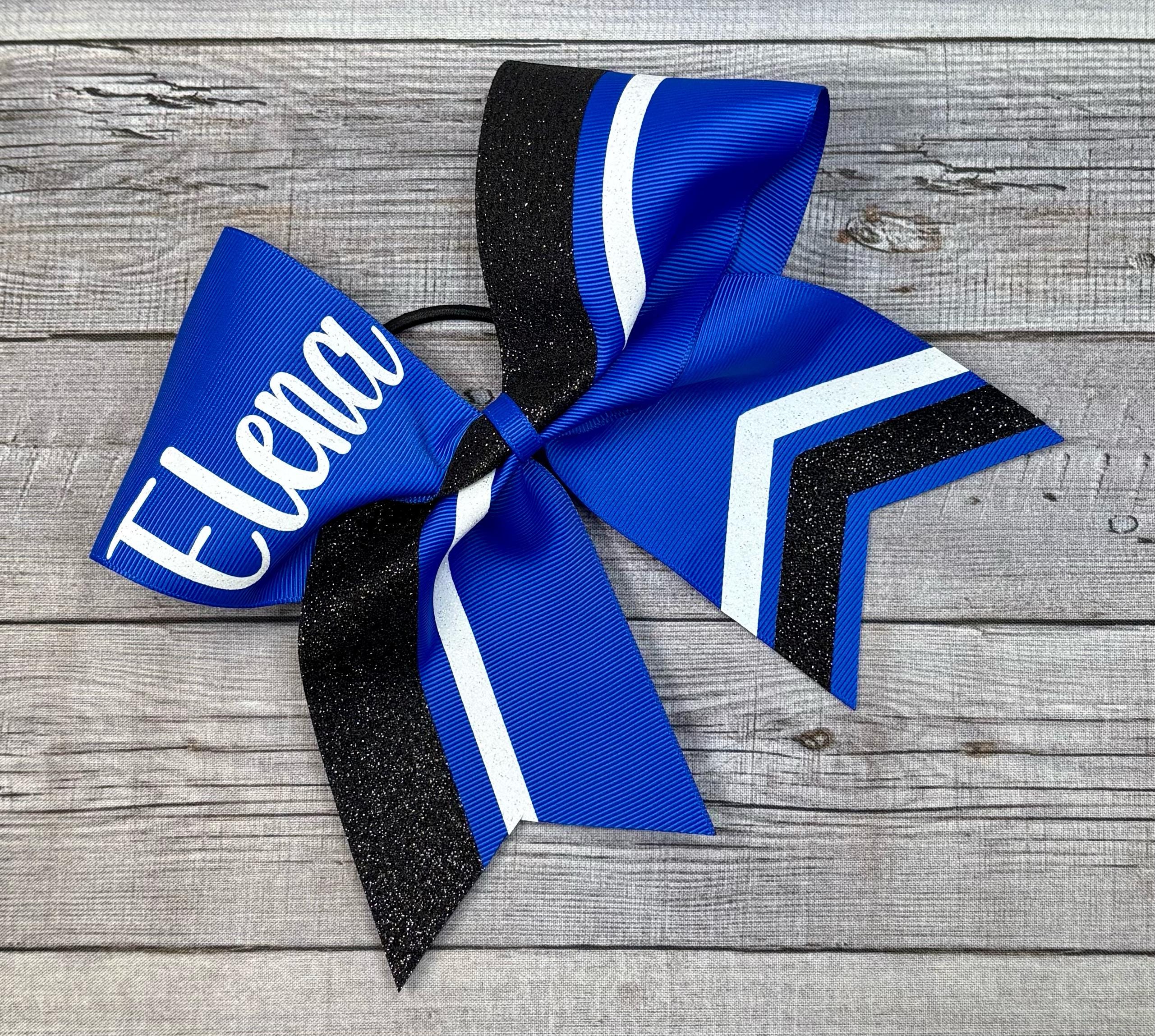 Gold Black White Custom Glitter Cheer Bow, Gold Black Cheer Bow With ...