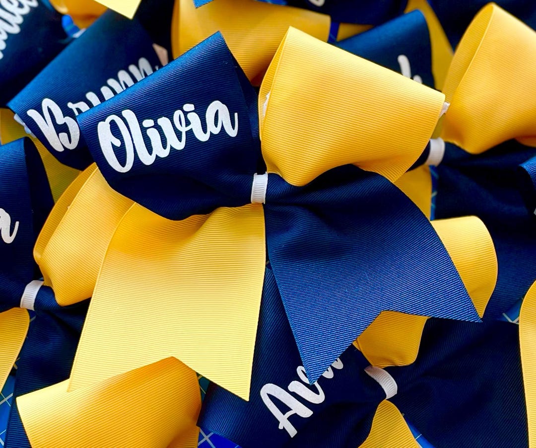 Navy and Yellow Gold Standard Cheer Bow, Two Color Cheer Bow, Custom ...
