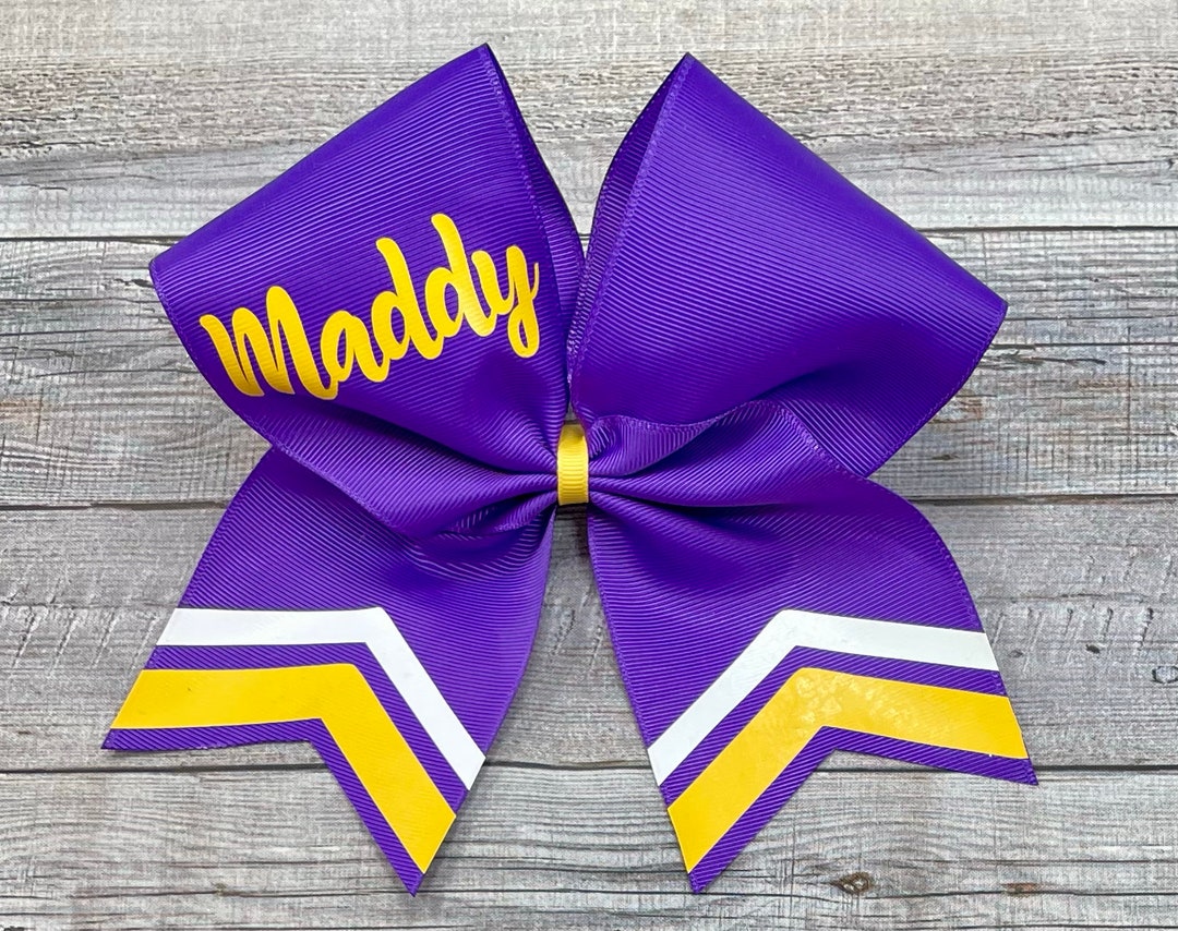 Purple and Yellow Gold Cheer Bow, Purple Cheer Bow, Purple Gold Cheer ...