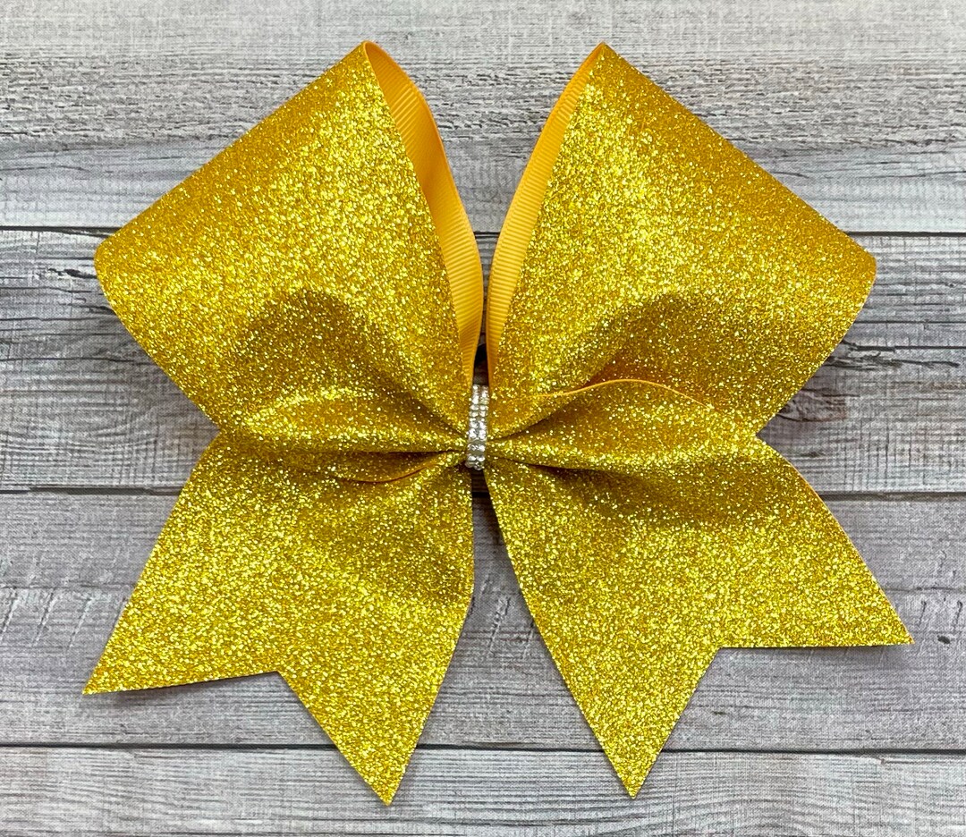 Competition Cheer Bow, Gold Glitter Cheer Bow, Gold Sparkly Cheer Bow ...