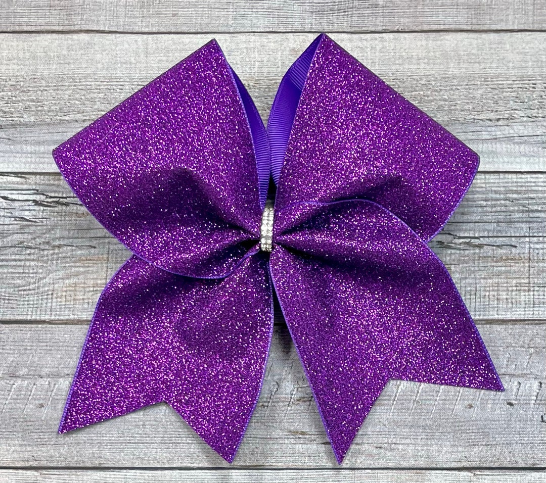 Competition Cheer Bow, Purple Glitter Cheer Bow, Purple Sparkly Cheer ...