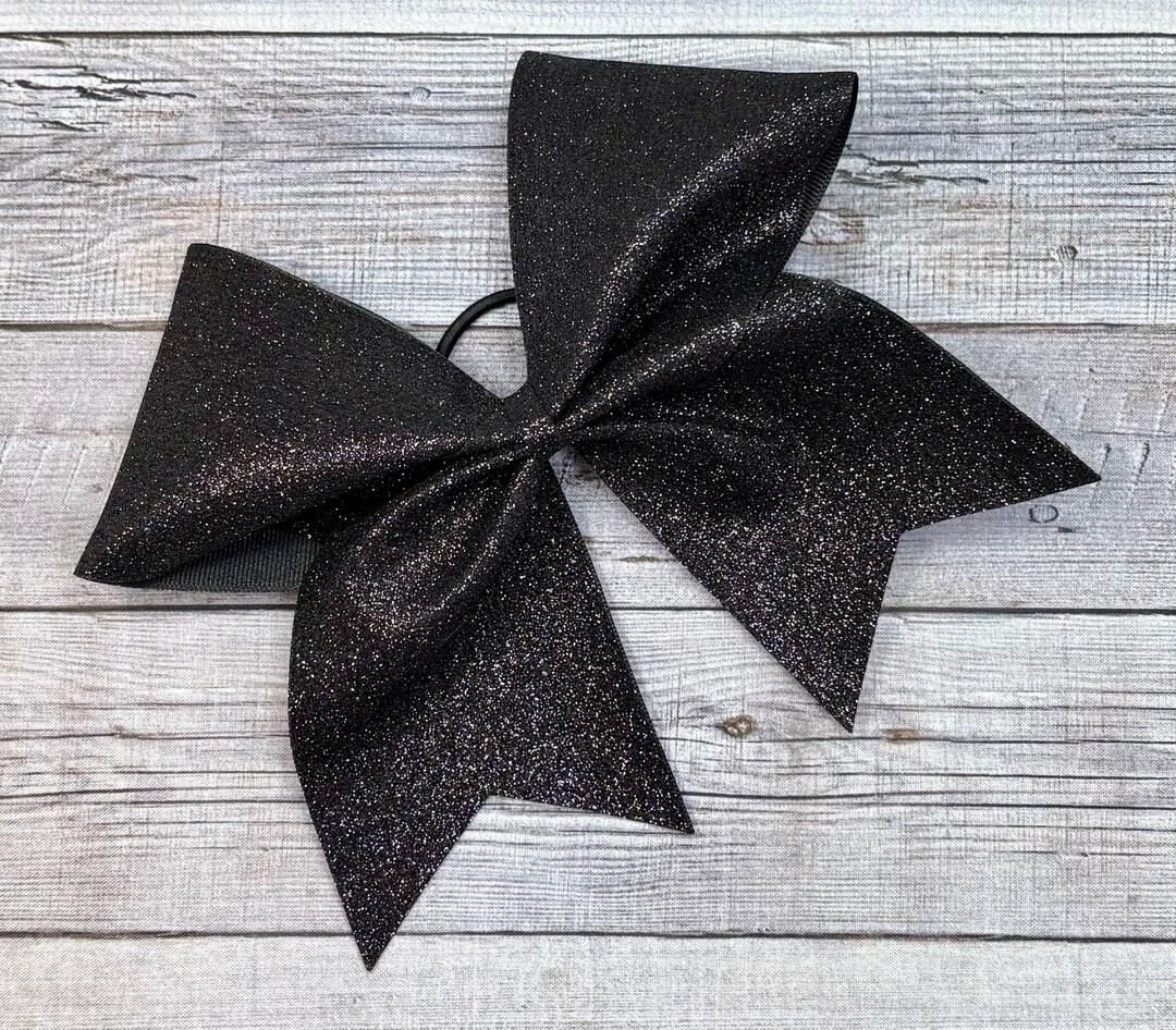 Competition Cheer Bow, Black Glitter Cheer Bow, Black Sparkly Cheer Bow ...