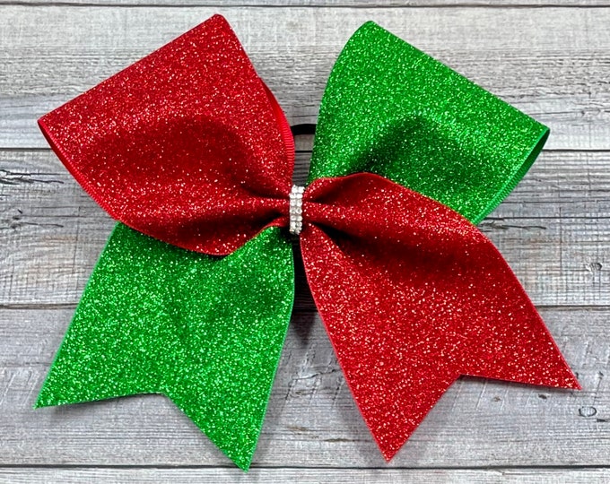 Santa Hat Glitter Cheer Bow/cheer Bow/glitter Bow/christmas Bow/holiday ...