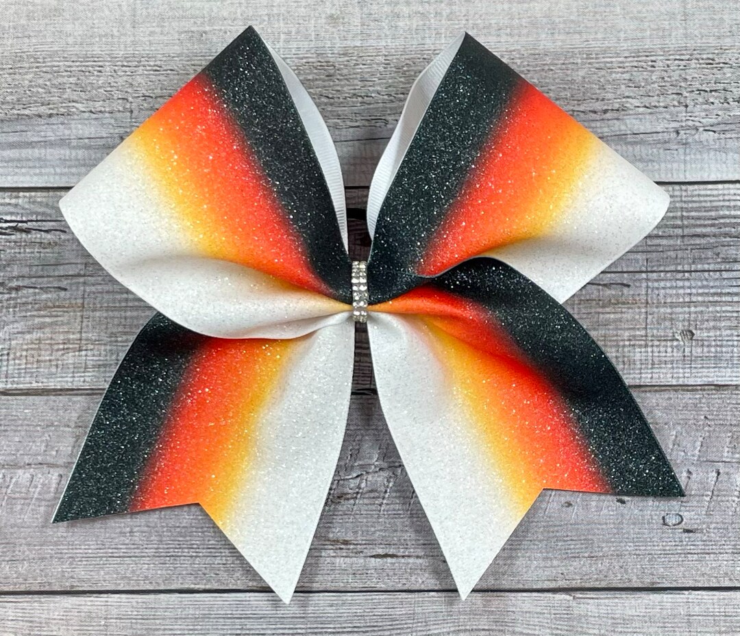Orange Black and White Glitter Cheer Bow, Competition Bow, Sideline Bow ...