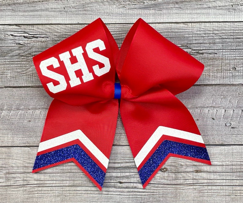 Red and Royal Blue Cheer Bow, Red Cheer Bow, Red Royal Blue White Cheer ...