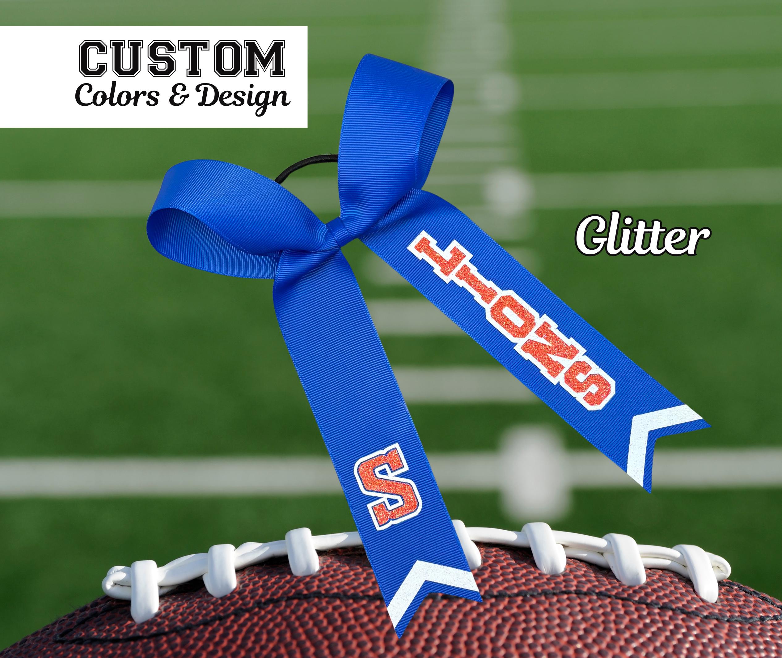 Blue Navy Collegiate Cheer Bow, Collegiate Glitter Cheer Bow, Long Tail ...