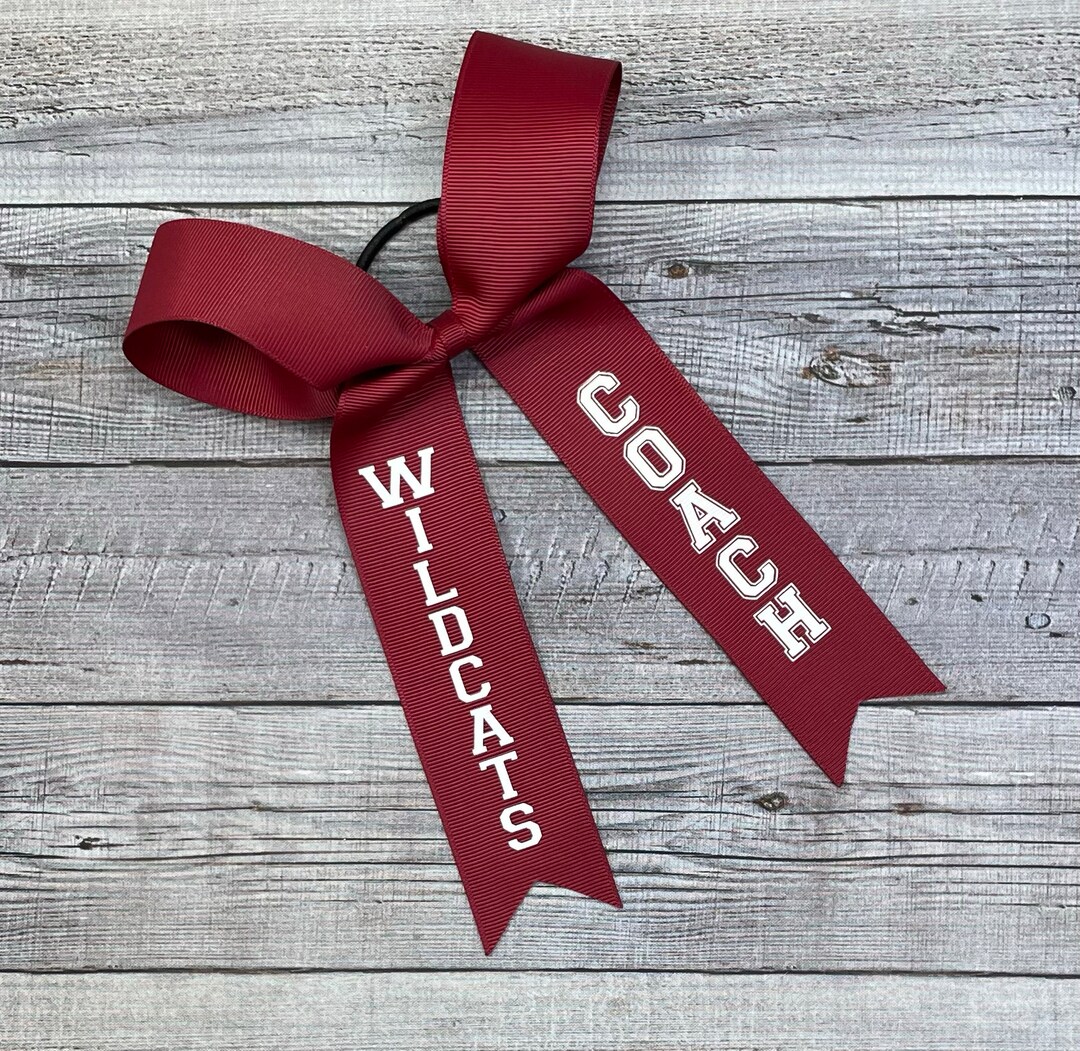 Skinny Collegiate Cheer Bow, Maroon White Cheer Bow, Add ...