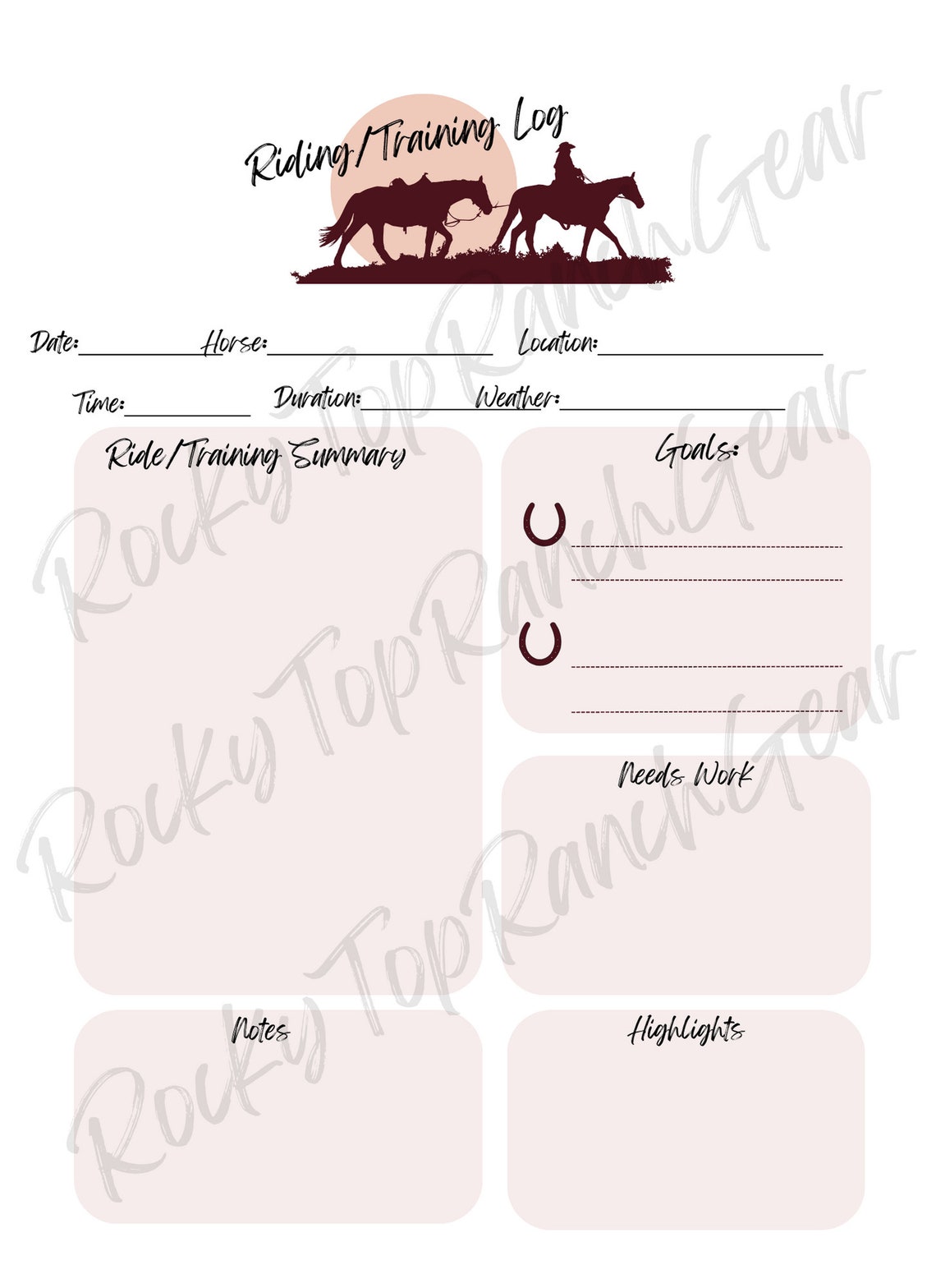 Horse Training Log - Etsy