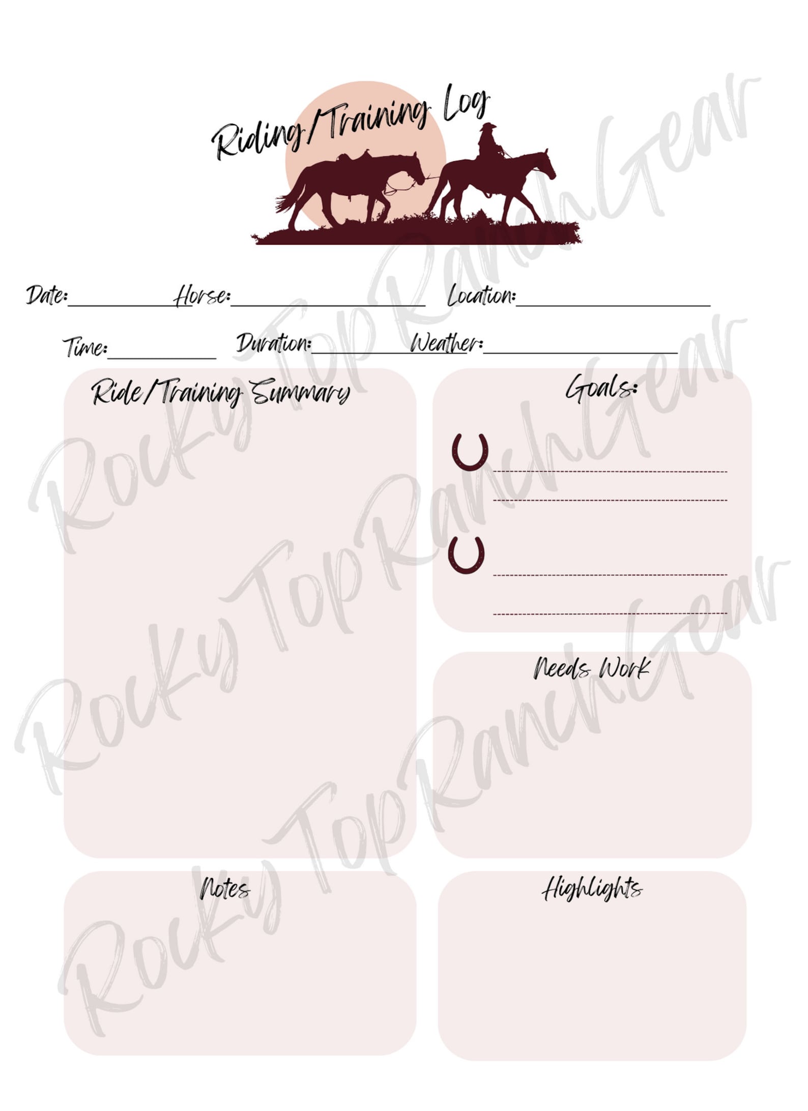 Horse Training Log - Etsy