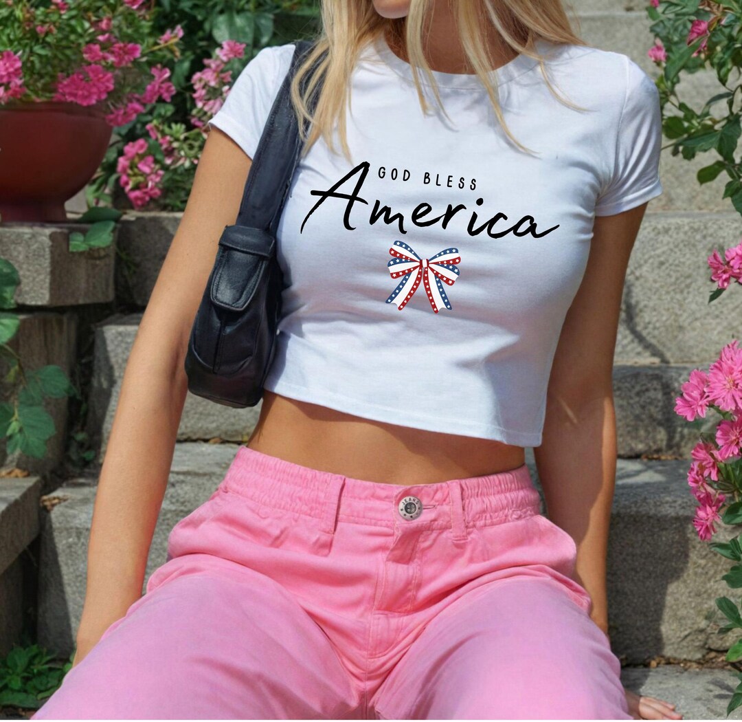 Coquette America Crop Top, Look Like the 4th of July Tee, Bow American ...