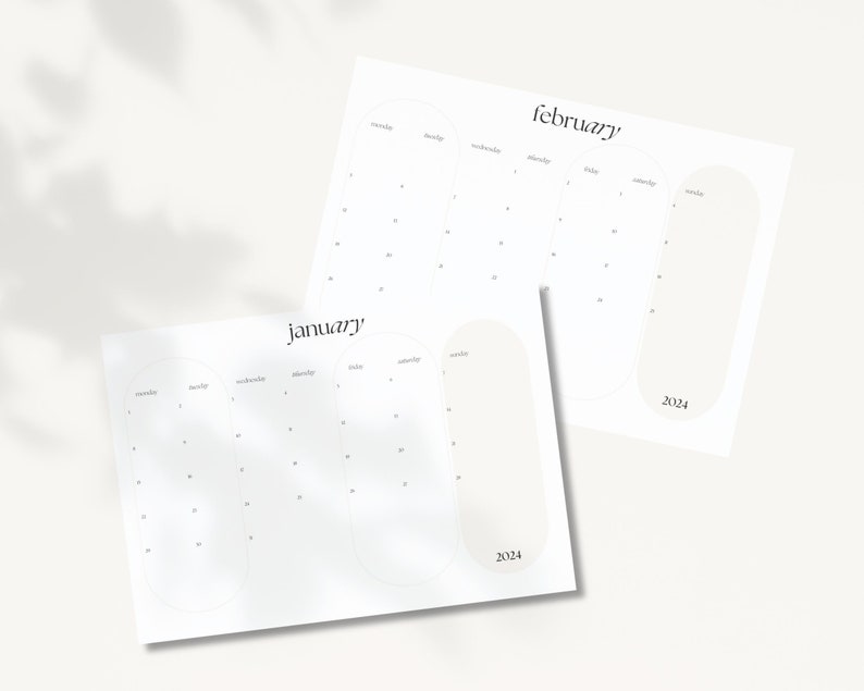 Printable Calendar 2024 Monthly Planner 2024 A4 & Letter - Etsy