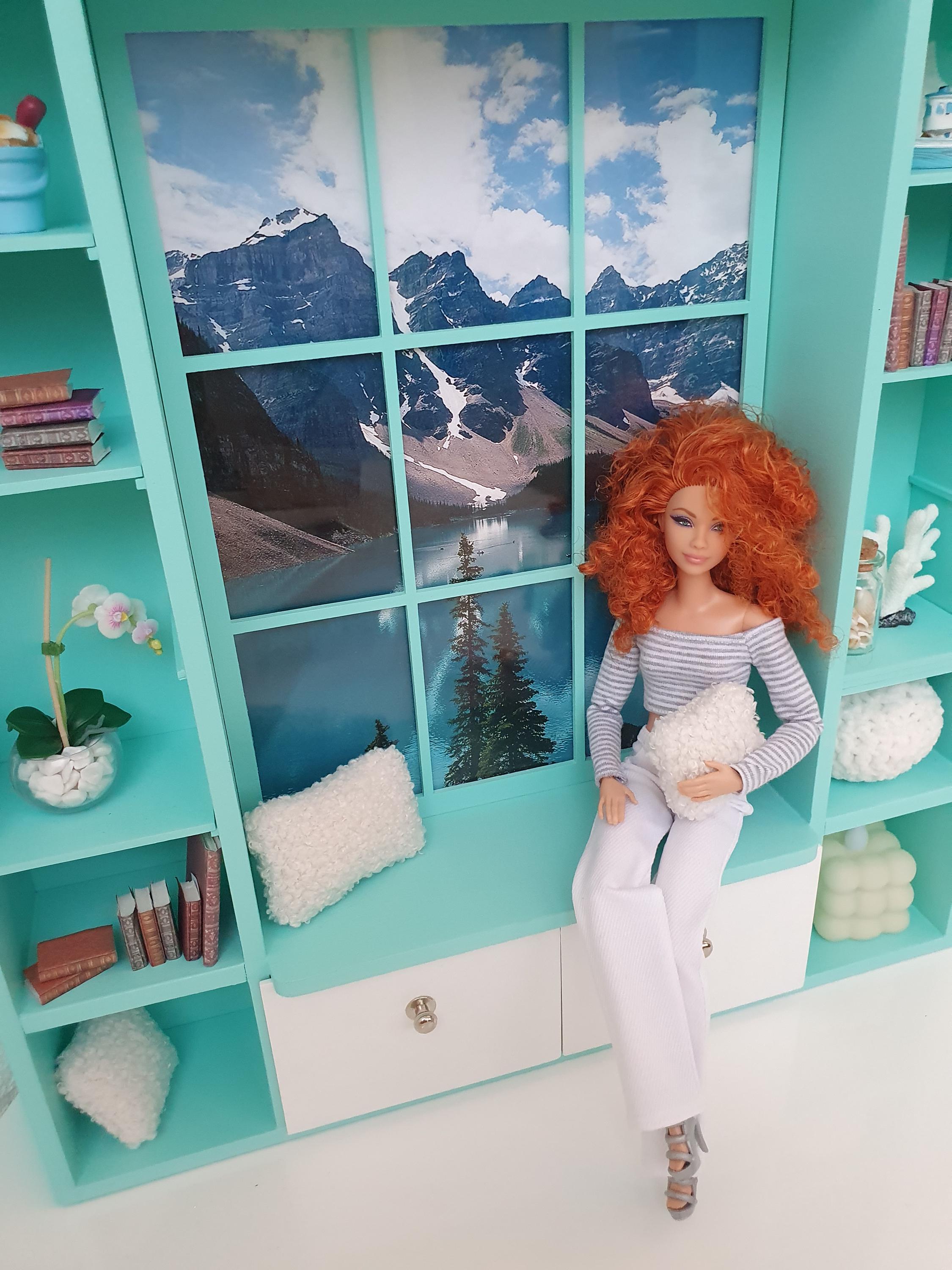 Diorama for Dolls, Bookcase With Window, 1/6 Scale Doll Furniture ...