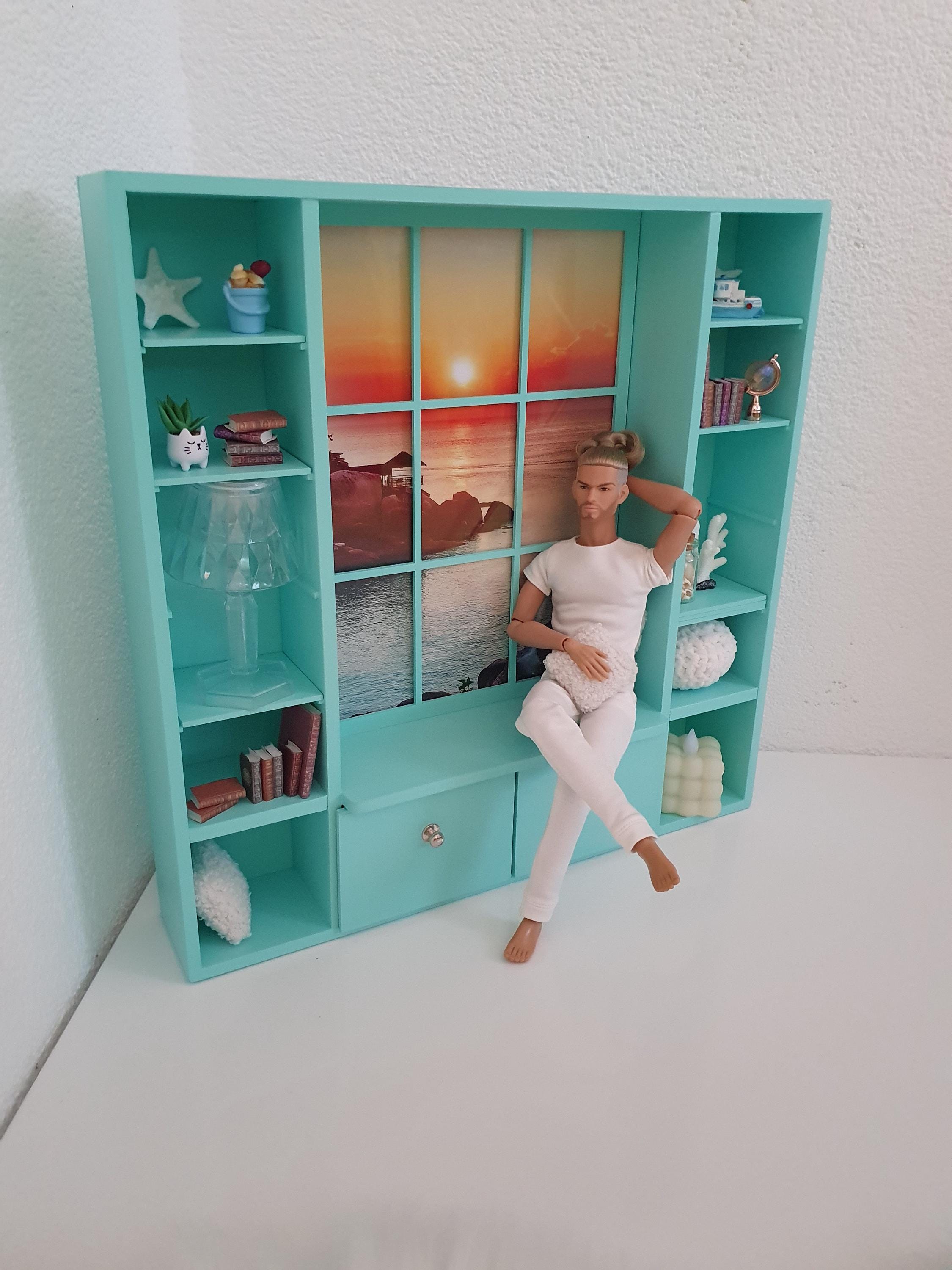 Diorama for Dolls, Bookcase With Window, 1/6 Scale Doll Furniture ...