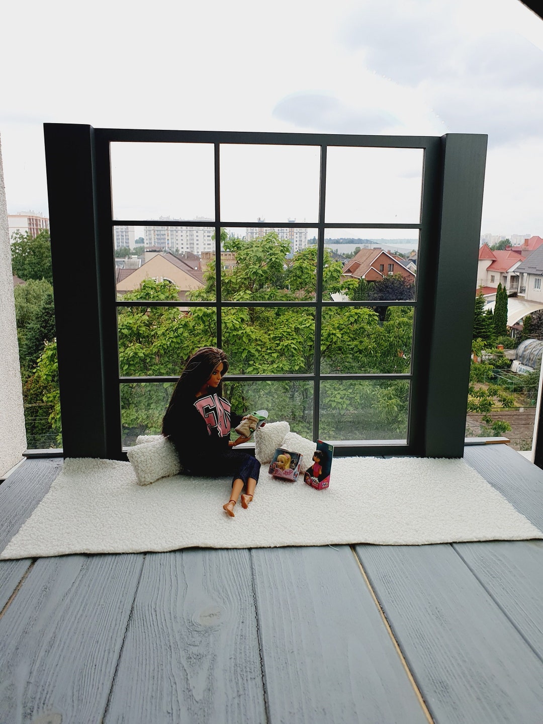 Window for Dollhouse, Diorama Miniatures up to 13”, 1/6 Scale Doll ...