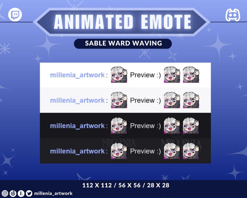 Cute Animated Sable Ward Emote Waving - Twitch, Discord, Youtube - Etsy