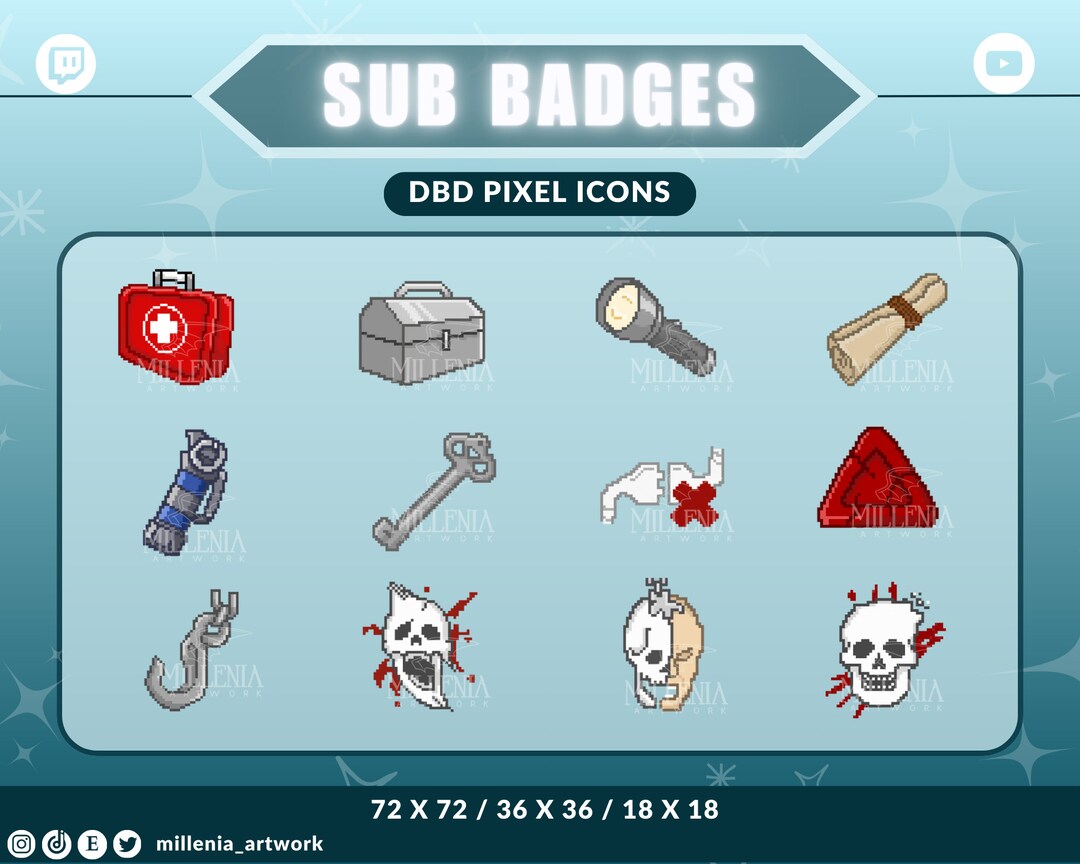 DBD Pixel Icon Stream Sub/bit Badges - Twitch, Youtube - Etsy