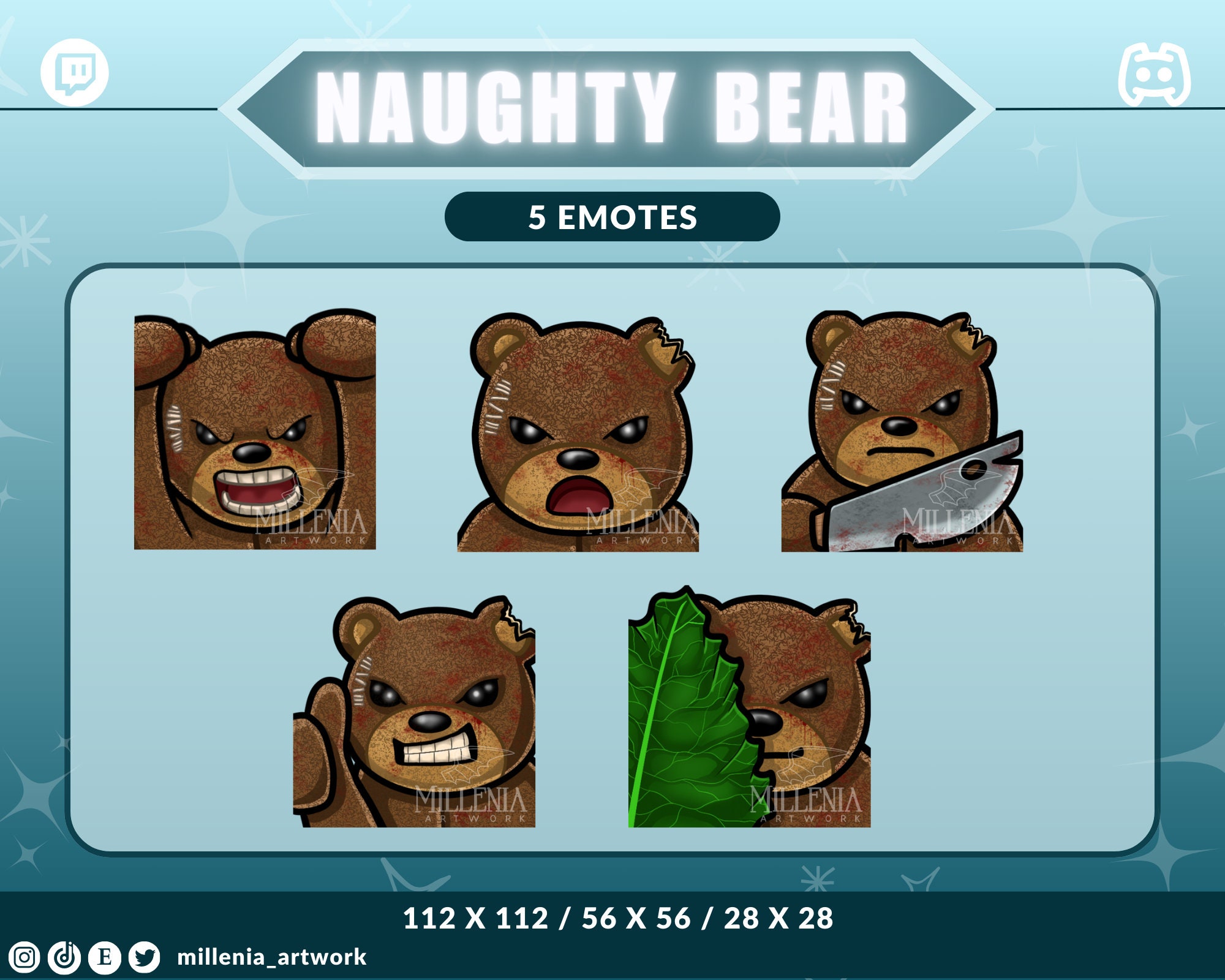 Naughty Bear Emotes - Twitch, Youtube, Discord - Etsy