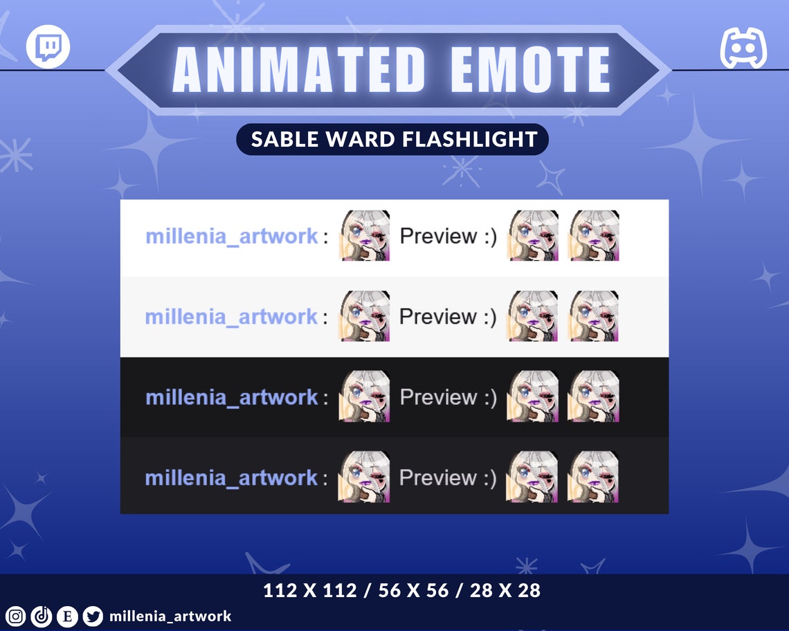 Animated Cute Emote Sable Ward Flashlight - Twitch, Discord, Youtube - Etsy