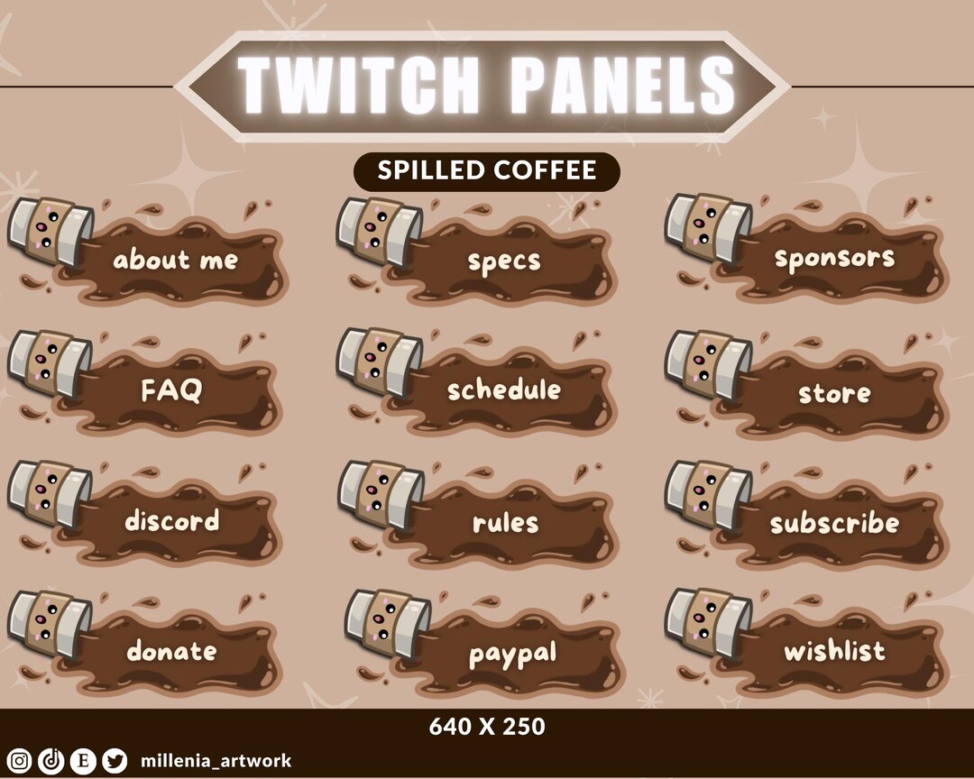 Spilled Coffee Twitch Panels | 35 Cute Panels for Twitch Streamers - Etsy