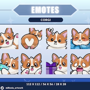 8 Cute Corgi Emotes - Twitch, Youtube, Discord | Dog Emote Set ...