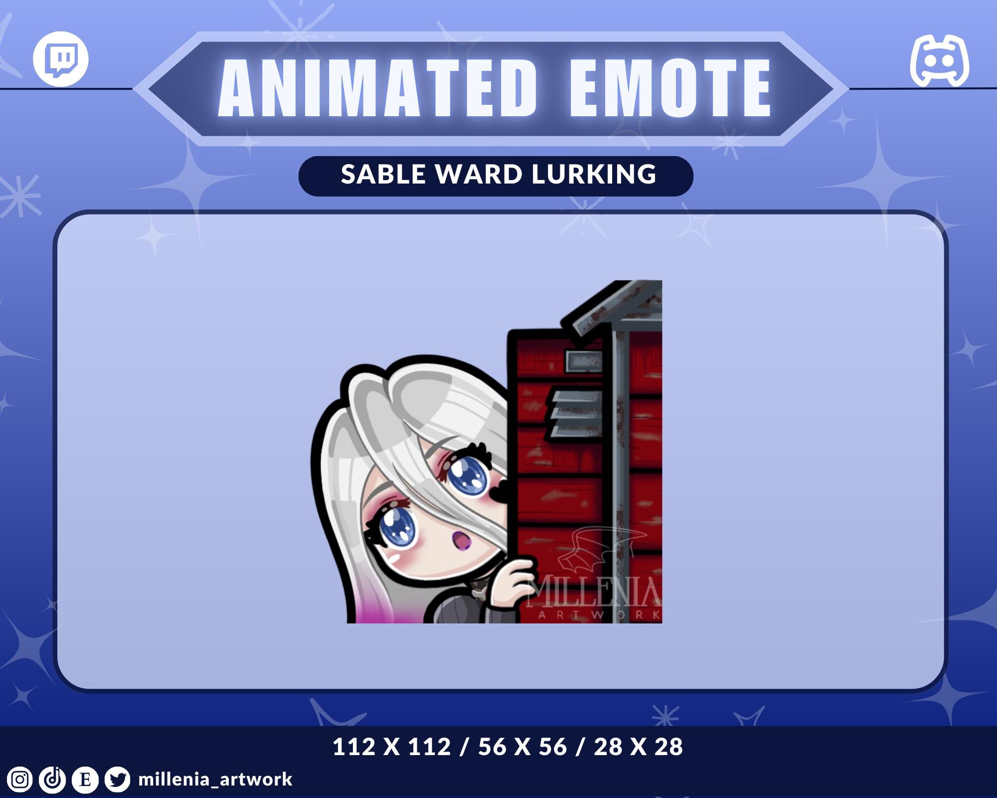 Cute Animated Sable Ward Emote Lurking From a Locker - Twitch, Discord ...