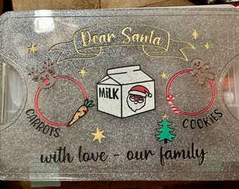 Wooden Santa Milk and Cookie Tray, Personalized Santa Cookie Tray ...