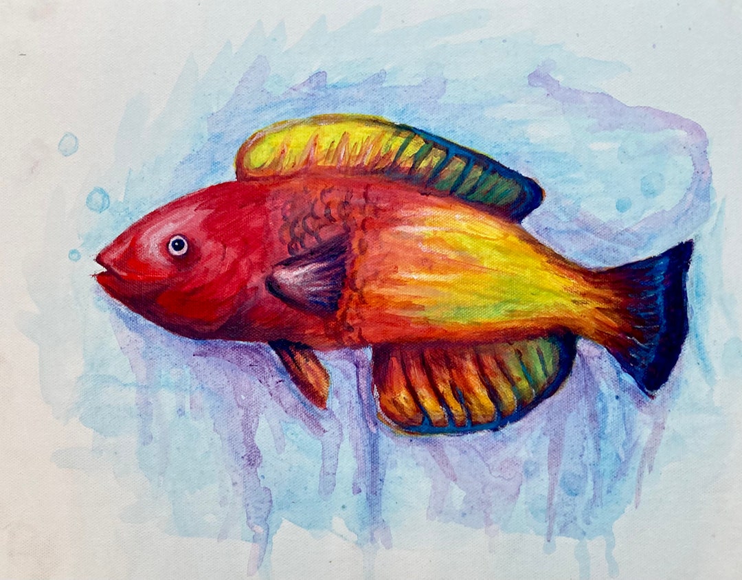 Rainbow Fish Painting - Etsy